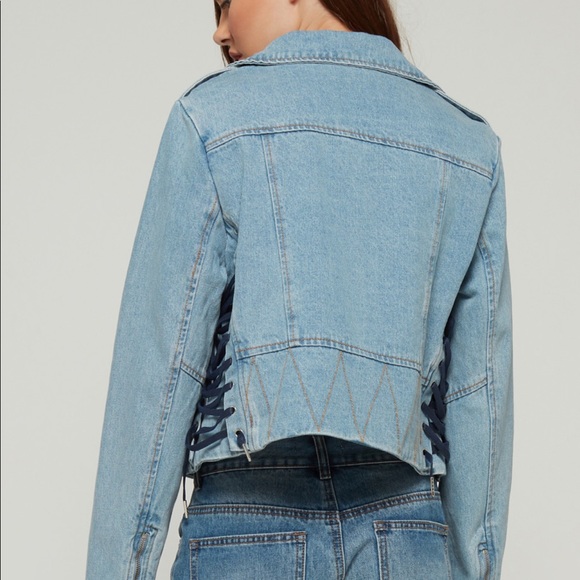Current Air | Jackets & Coats | Nwt Current Air Lace Up Denim Jacket ...